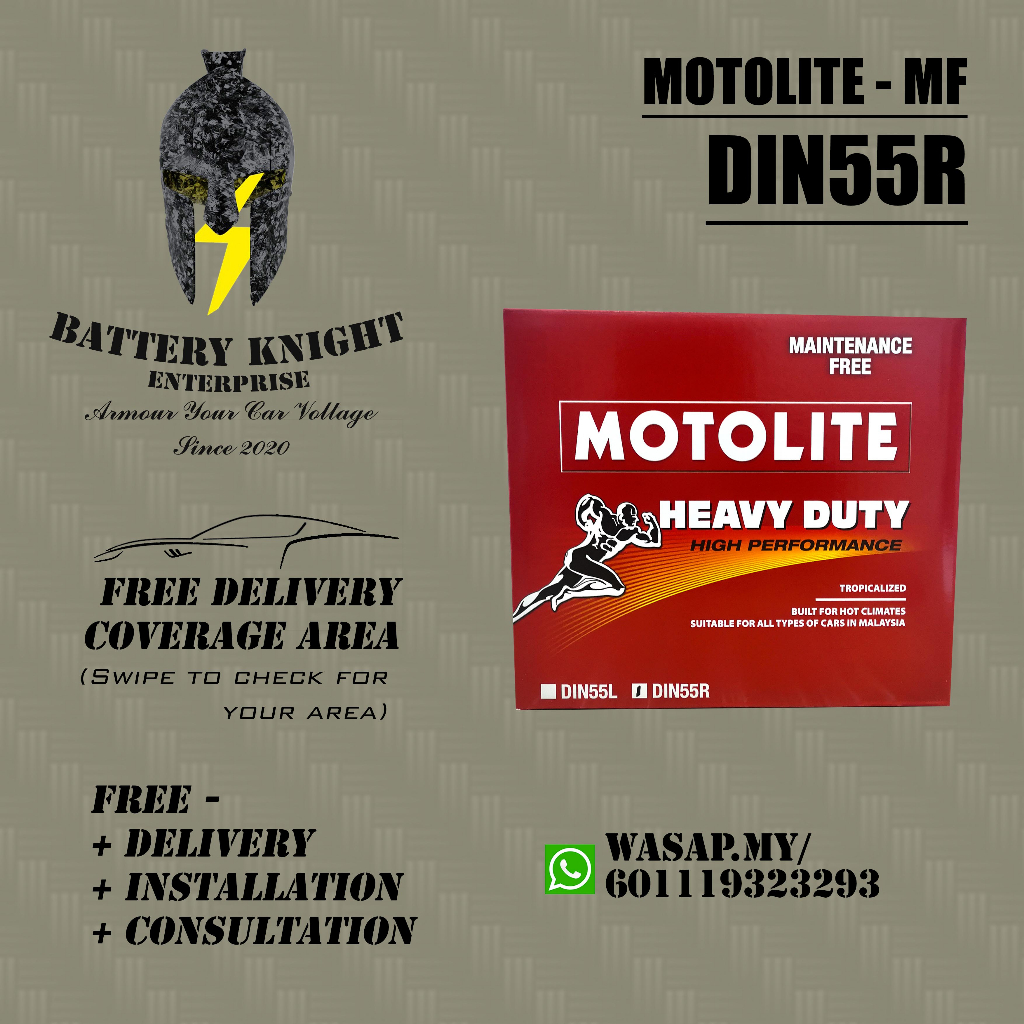 DIN55R DIN55L Motolite MF Bateri Kereta Car Battery for Proton, Peugeot ...