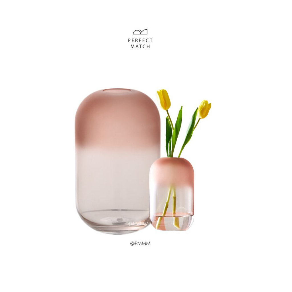 PMMM Glass Vase INS Style Simple Pink Matte Vases | Shopee Malaysia