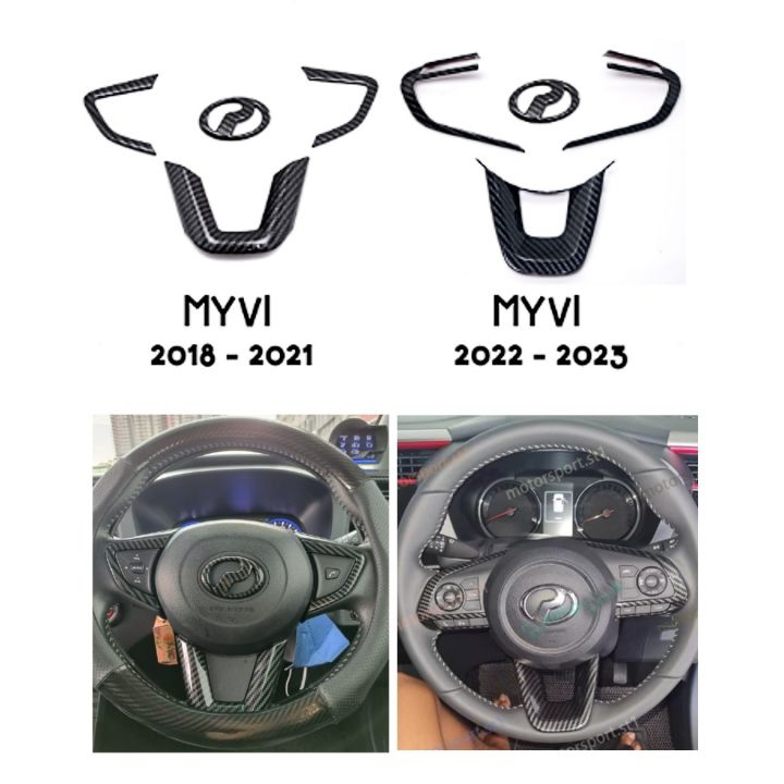 GLOSS BLACK Perodua Myvi Ativa Alza Aruz Axia Bezza Steering Logo Cover ...