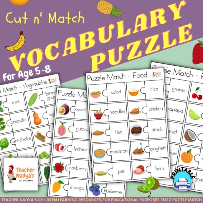 [ Printable/ PDF ] TN27 Vocabulary Puzzle | Kindergarten Worksheet ...