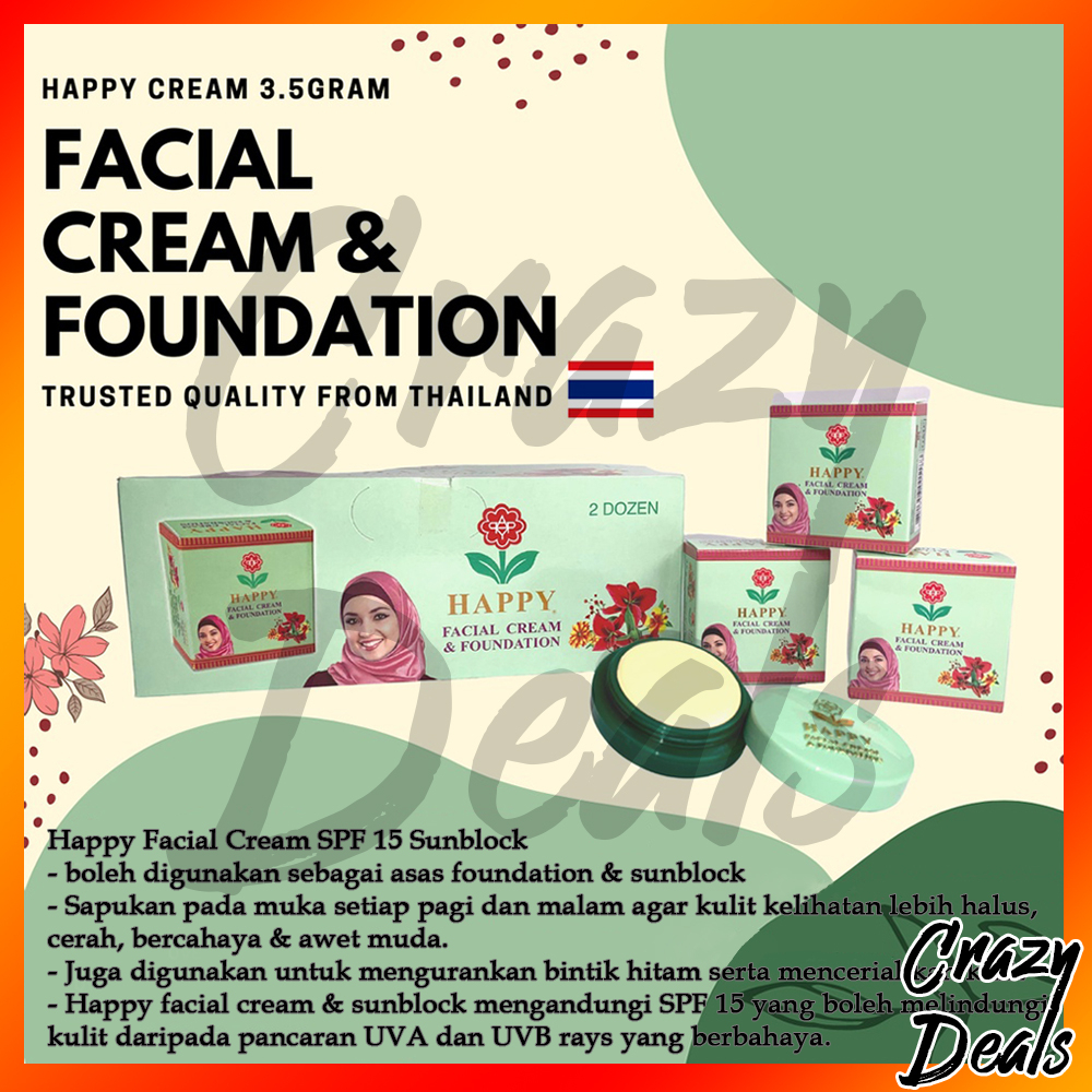 Happy Facial Cream Sunblock Spf30+ PA++ 3.5g | Shopee Malaysia