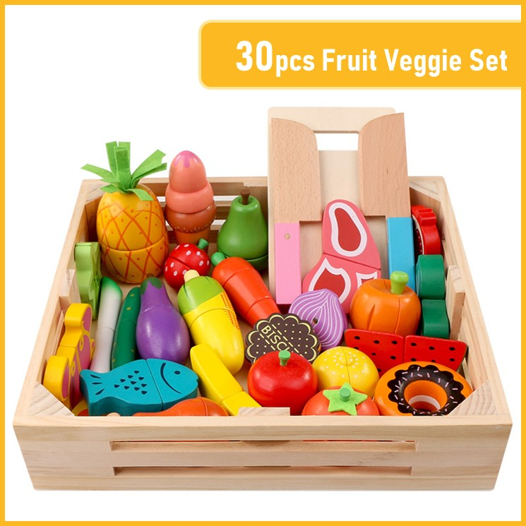 BabyBoss Wooden Magnet Food Cutting Fruit Vegetable Food Toy Pretend ...