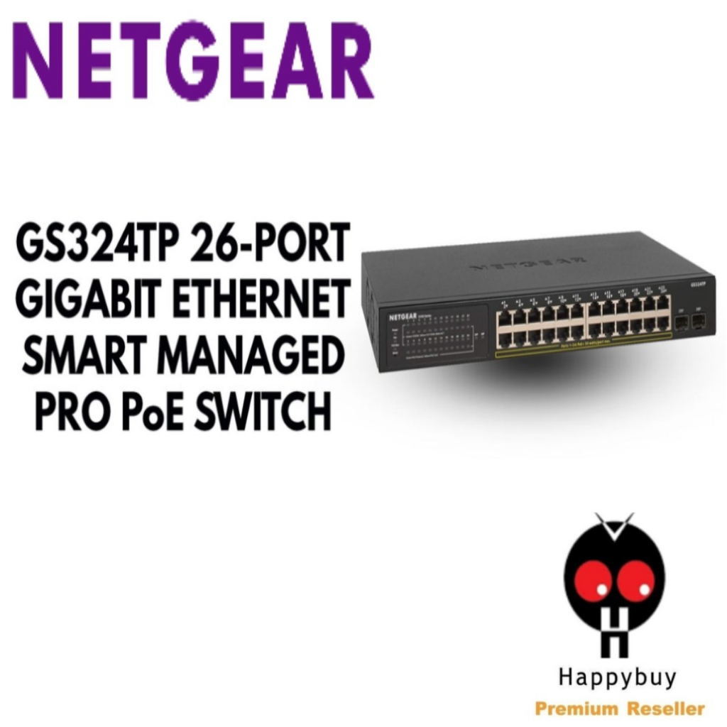 NETGEAR 26-Port Gigabit Ethernet Smart Managed Pro PoE Switch (GS324TP ...