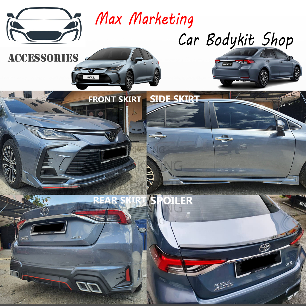 TOYOTA COROLLA ALTIS '2020 FULL SET BODYKIT PU FRONT SKIRT/SIDE SKIRT ...