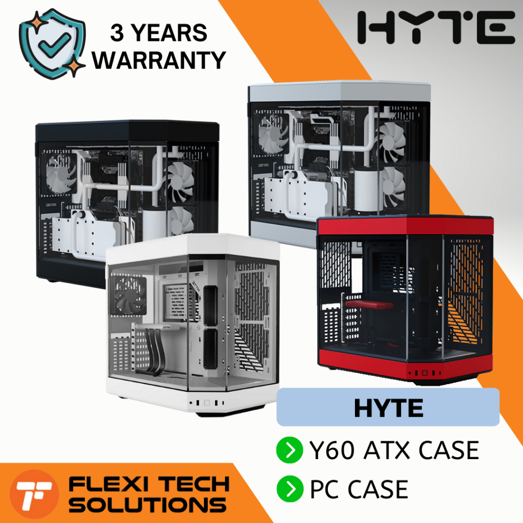 Flexi Tech HYTE Y60 Dual Chamber ATX PC Desktop Casing PCIE 4.0 Riser ...