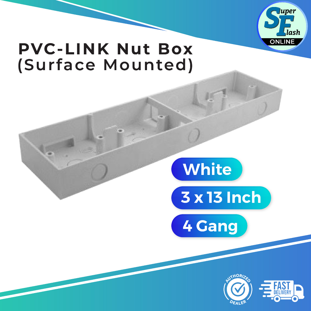PVC-LINK / Modden PVC Nut Box / Surface Box (White) || 3"x3", 3"x6", 3 ...