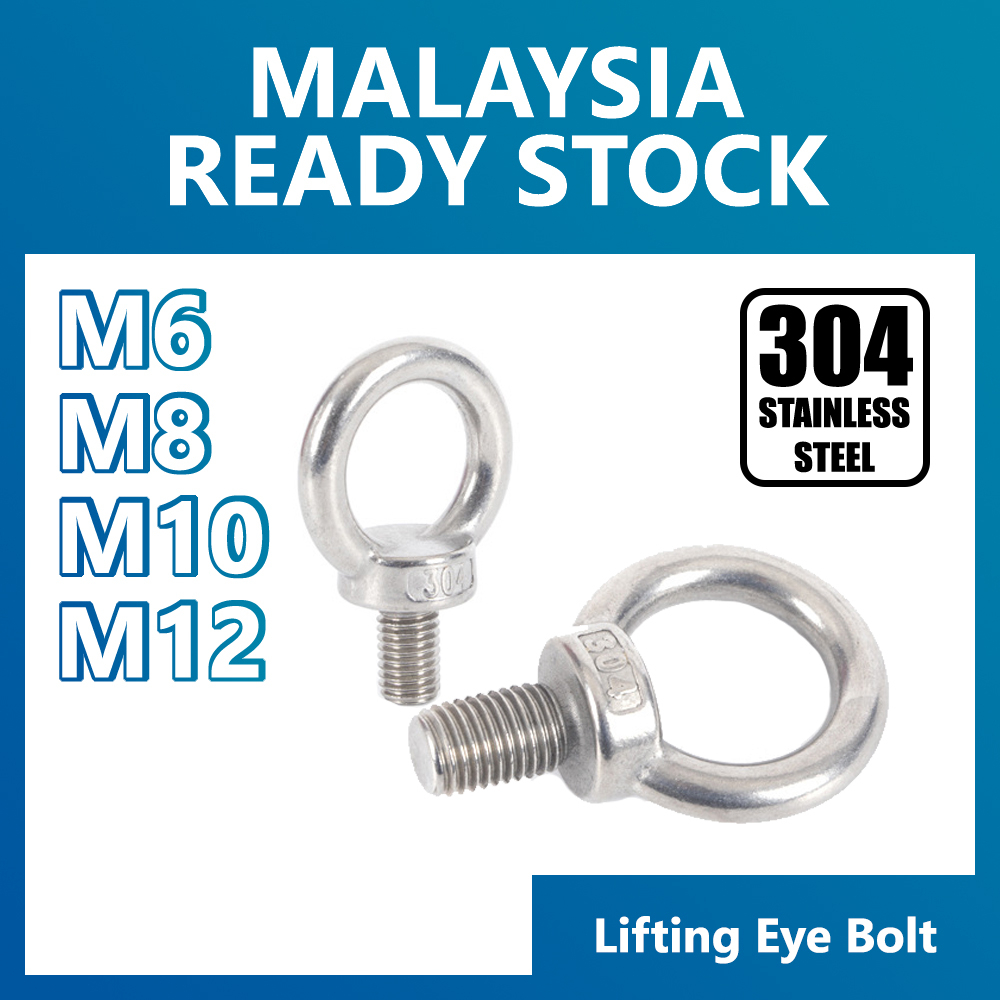 Lifting Eye Bolt M6 M8 M10 M12 | 304 Stainless Steel | Slings Chains ...