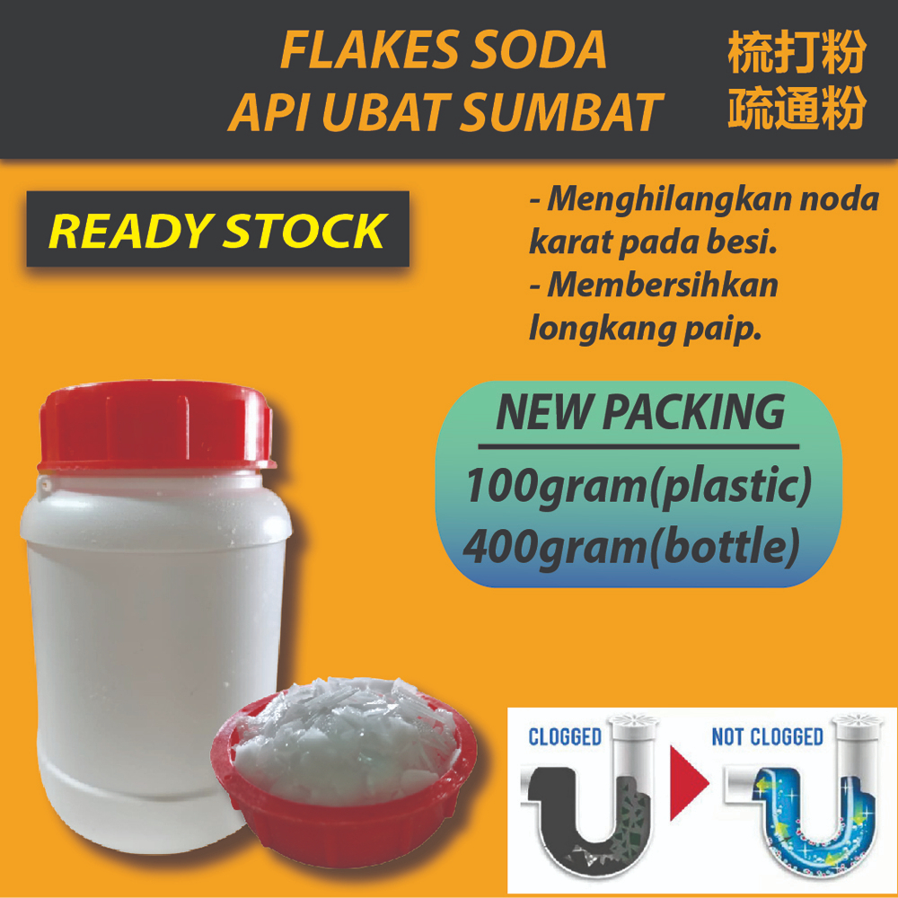 400G SODA FLAKES SODA Penyelesaian masalah singki / API UBAT SUMBAT ...