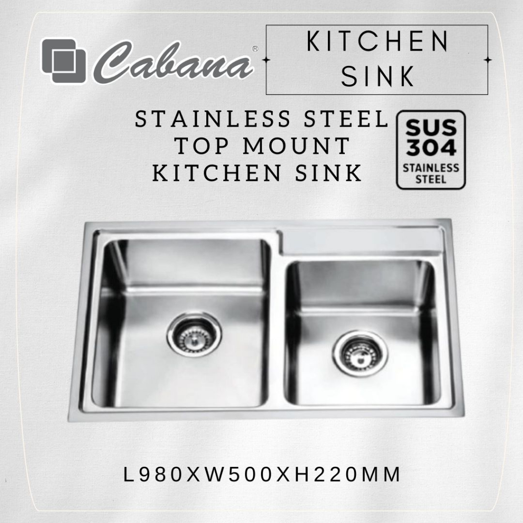 CABANA Top Mount 0.8MM Thick Stainless Steel 304 Cabana Home Living ...