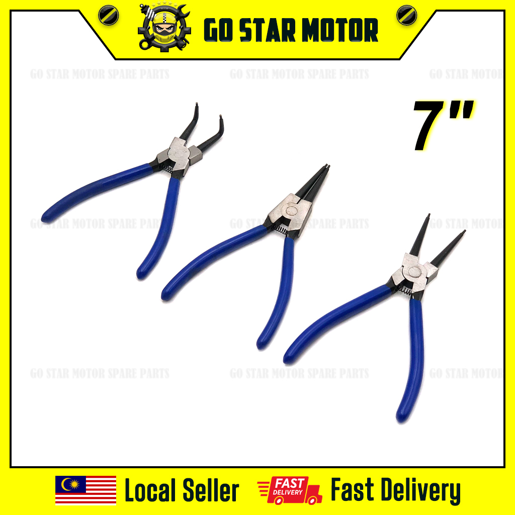 7" Inch Circlip Clip Plier Straight Bent Internal External Needle Snap ...