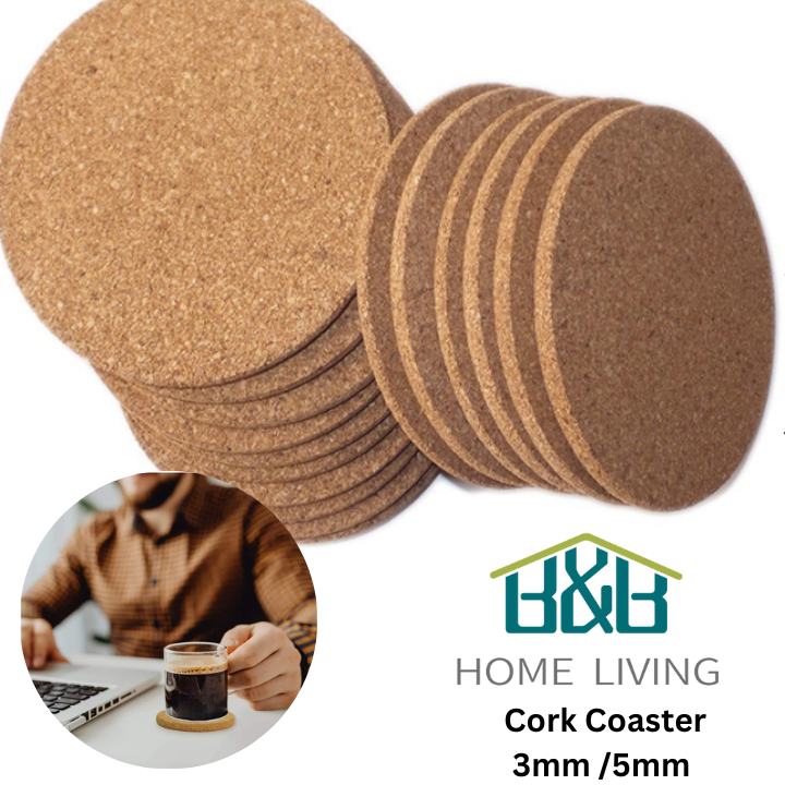 (10 PCS) Kayu Cawan Plat Pelapik Meja Natural Cork Wooden Coaster Round ...