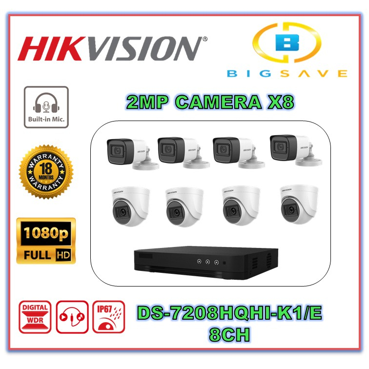 HIKVISION 2MP SET 8CH / 8 CHANNEL DS-7208HQHI-K1/E DVR &DS-2CE16D0T ...