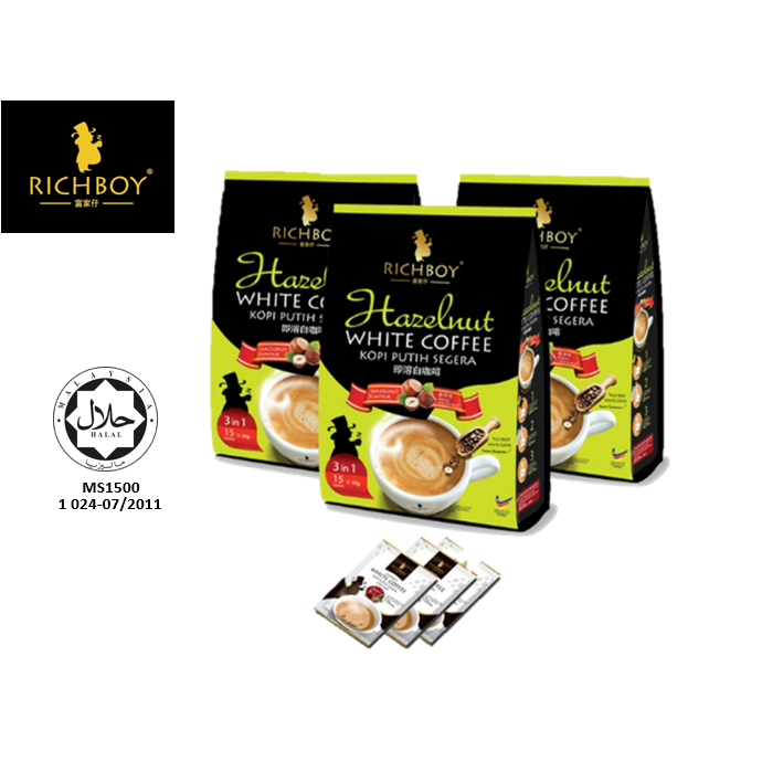 (L) [3 Packet Bundle] Richboy Hazelnut Instant White Coffee FREE 3 ...