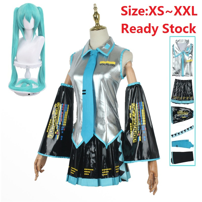 Vocaloid Miku Cosplay Wig Costume Japan Midi Dress Beginner Future Miku ...