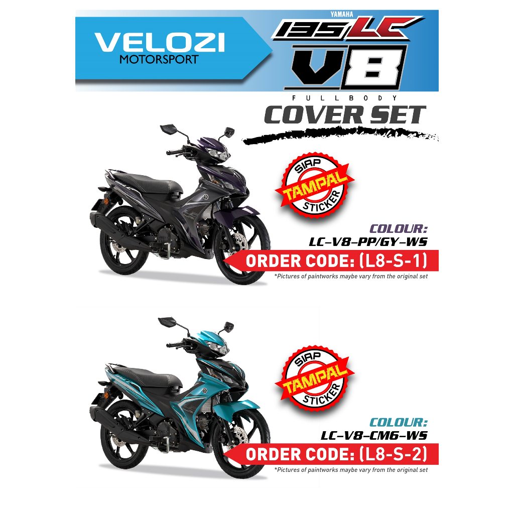 COVERSET LC135 V8 PURPLE GREY/CYAN VELOZI | Shopee Malaysia