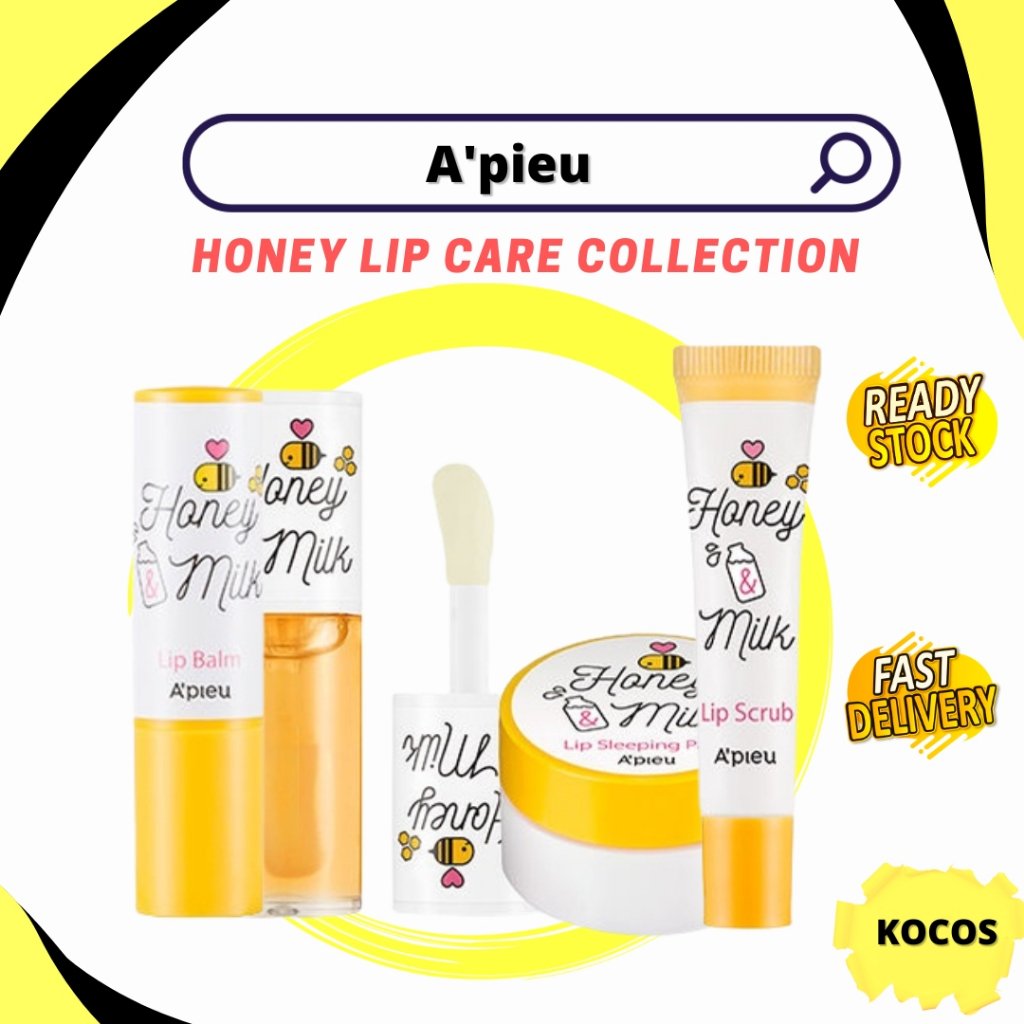 A'pieu Apieu Honey & Milk Lip Scrub 8ml / Lip Oil 5g / Lip Balm 3.3g / Lip Sleeping Pack 6.7g ...