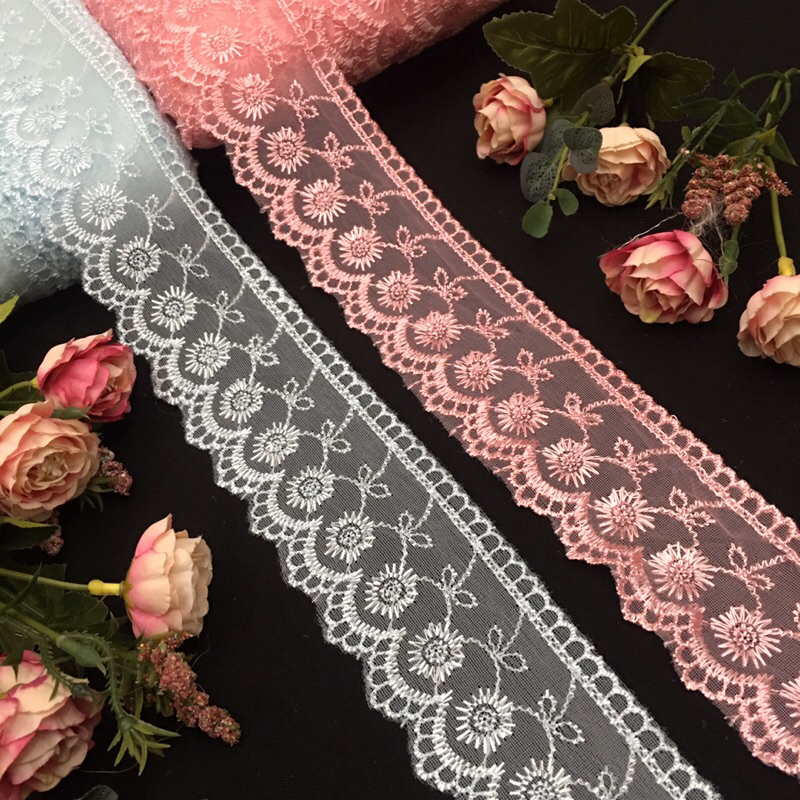0303_Width 6cm 1 meter Mesh Border Lace Chemical Lace Embroidery Lace ...