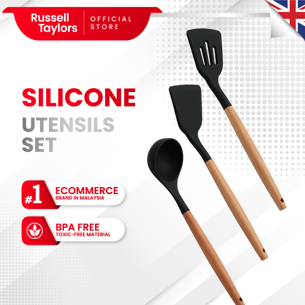 Russell Taylors 3 Pcs Silicone Utensils Set Spatula & Ladle CW-1 ...