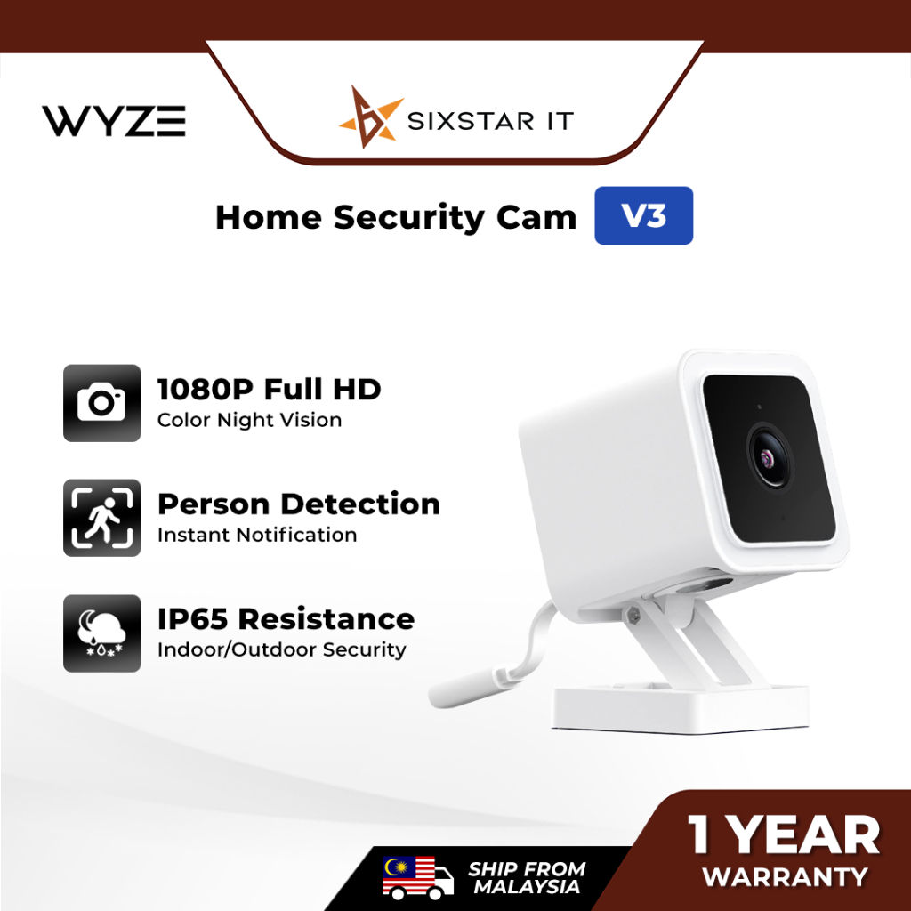 WYZE Cam V3 - Indoor / Outdoor Smart CCTV Mini Siren Home Security ...
