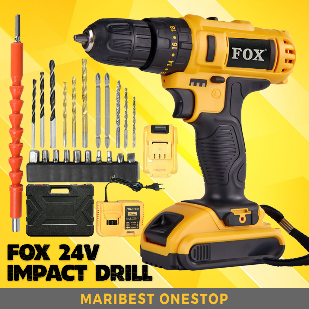 Variation Pack Electric FOX 24V Cordless Hammer Impact Drill ...