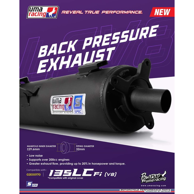 UMA RACING LC135FI V8 29.6MM X 32MM BACKPRESSURE BACK PRESSURE STANDARD ...