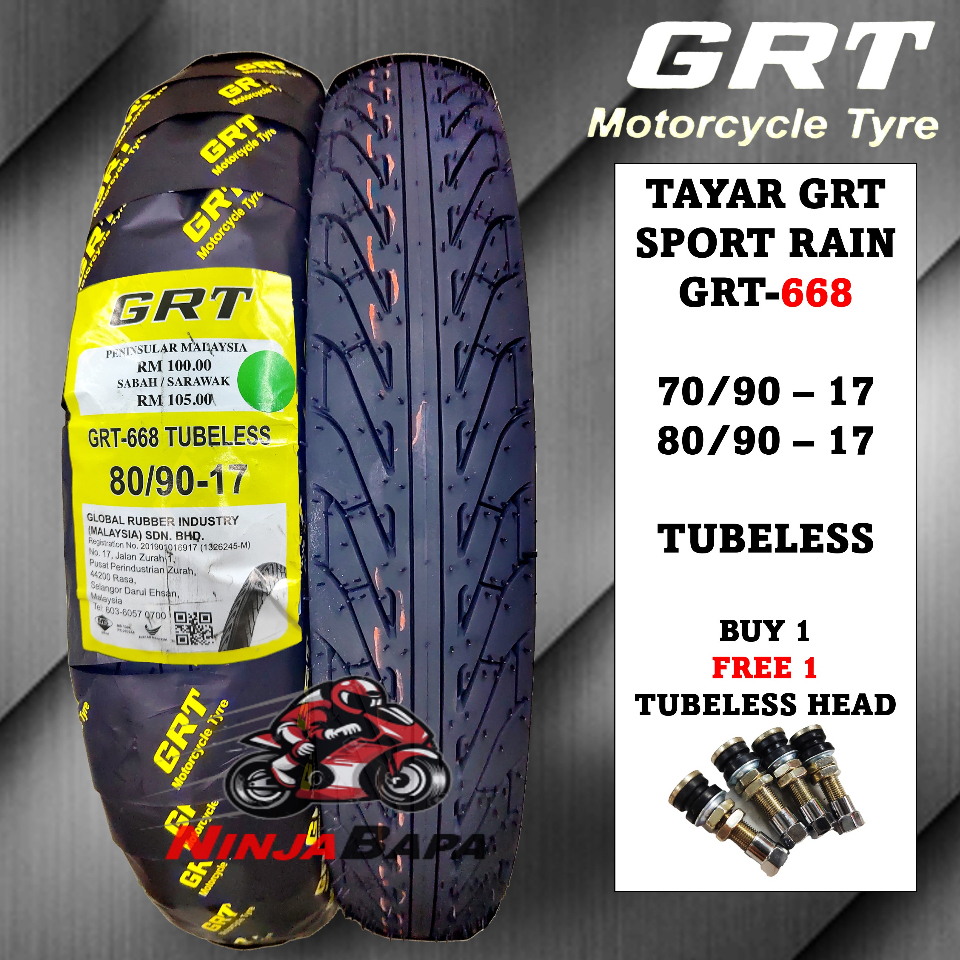 TAYAR MOTOR 70/90-17 & 80/90-17 TUBELESS TYRE BUNGA TT / BUNGA 100 ...