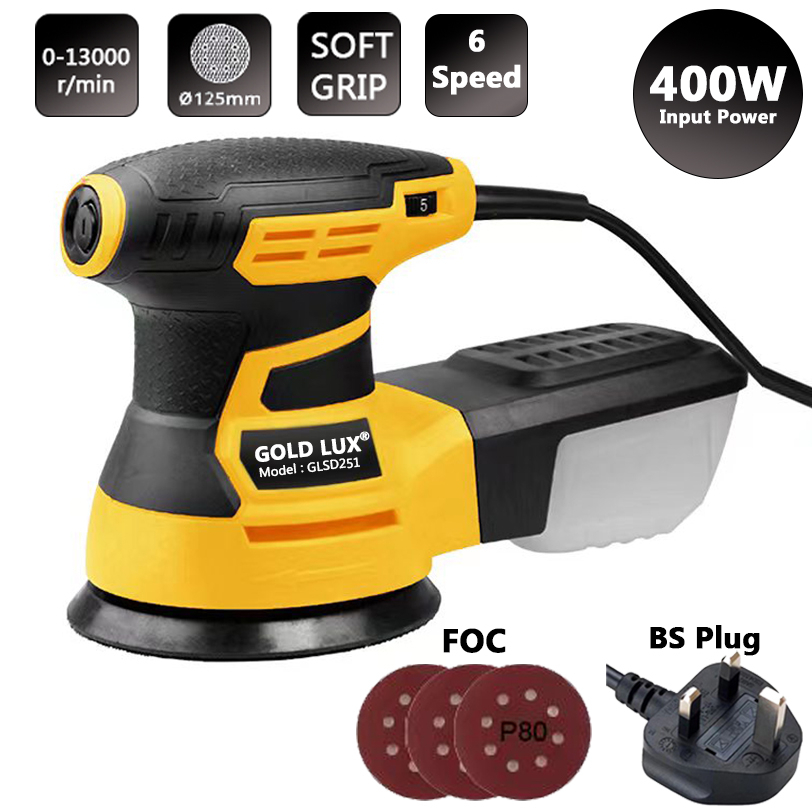 3H GLSD251 240V 400W 5-inch Electric Random Orbital Sander (Yellow) [6 ...