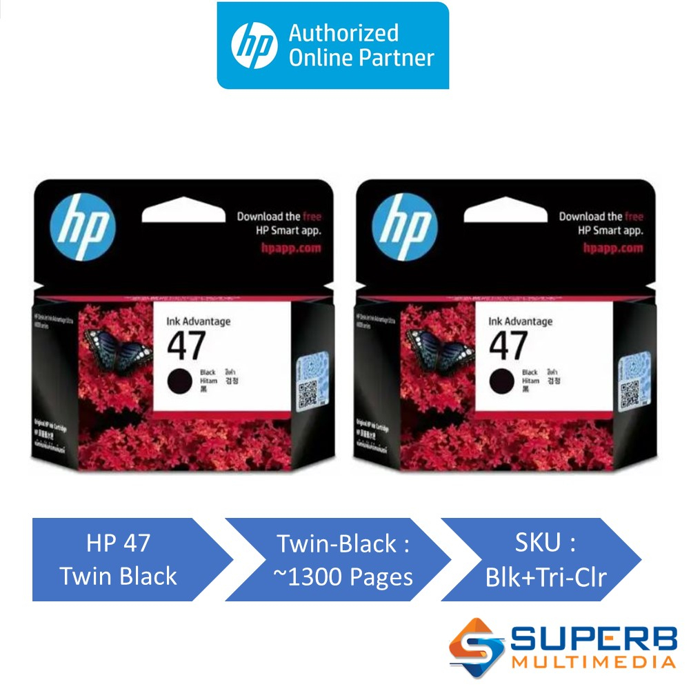 HP 47 Black / Tri-Color Original Cartridge [6ZD21AA / 6ZD61AA] | Shopee ...