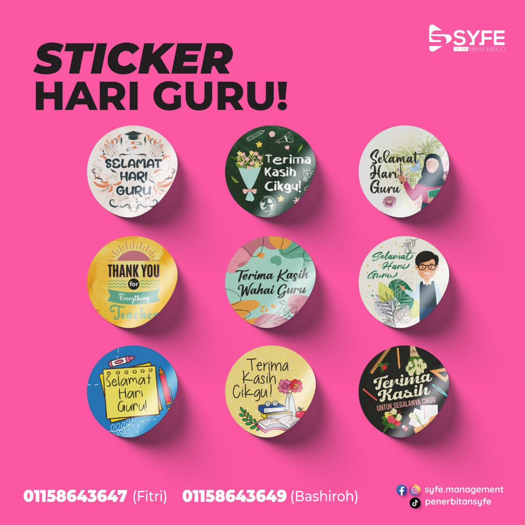 48pcs Sticker Hari Guru 5cm Tanda Terima Kasih. Sesuai untuk tampal ...