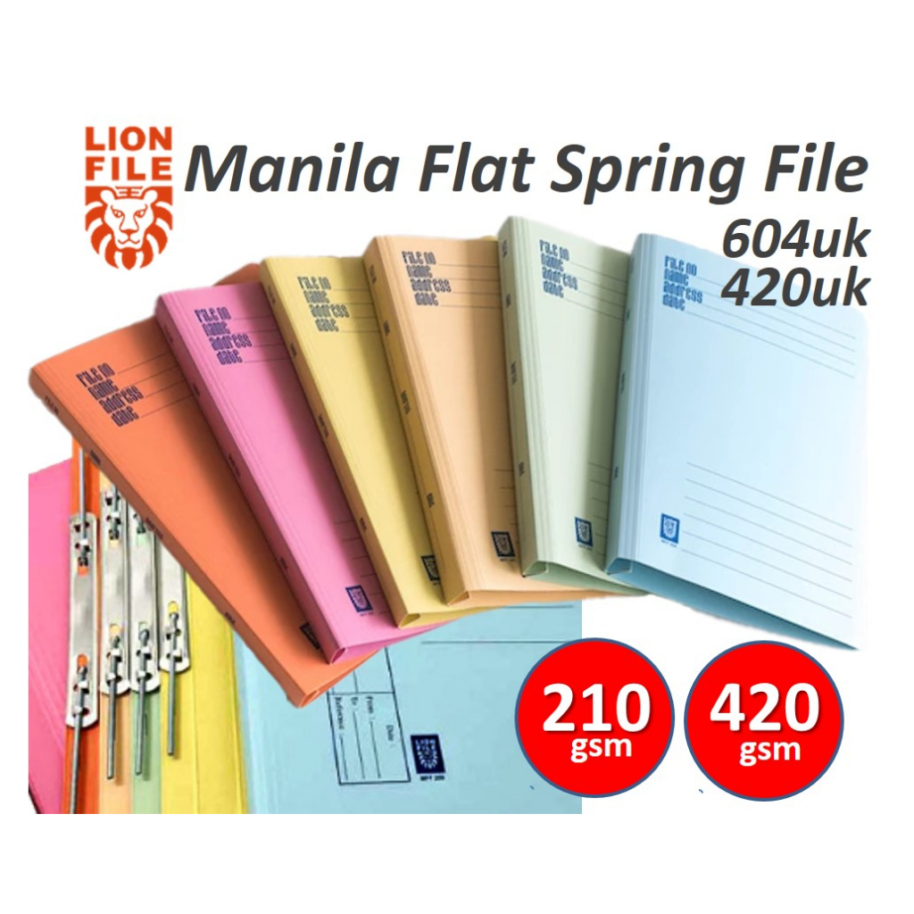 Lion Manila Flat Spring File/Paper File/Manila Card File MFF604 ...