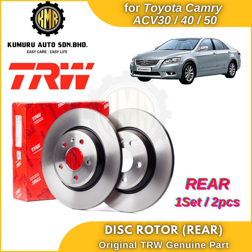 (1@Pair) TRW Rear Disc Rotor Set Toyota Camry ACV40 ACV41 ACV51 ASV50 ASV51 AVV50 Hybrid (281mm ...