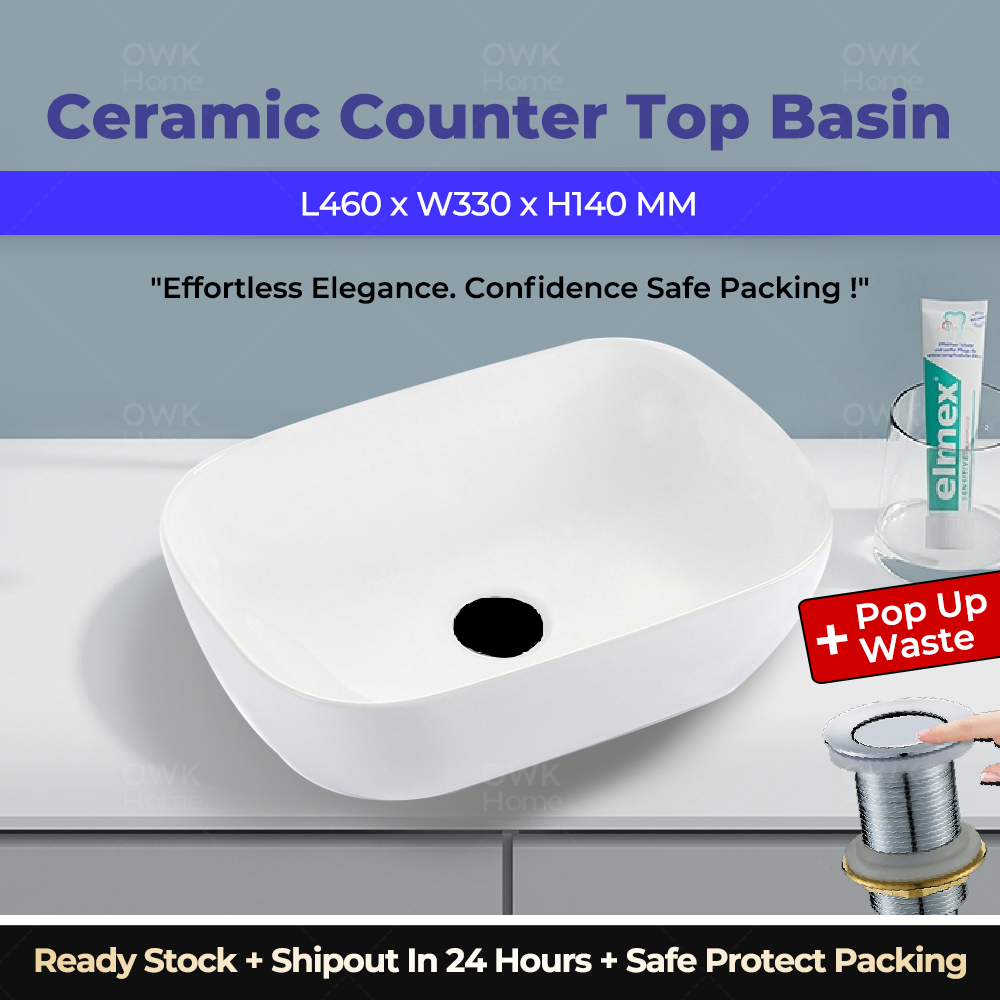 Elongated Ceramic Counter Top Basin | Round White Ceramic Countertop ...