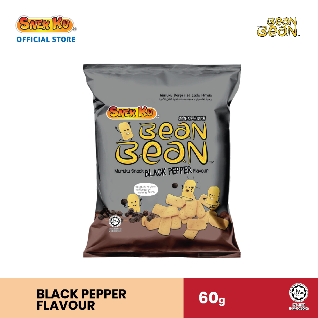 Snek Ku Bean Bean Black Pepper Flavoured Snacks (60g) | Shopee Malaysia