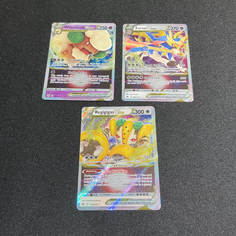 Pokemon Trading Card Game TCG: Zacian VStar 096/159, Whimsicott VStar 065/172, Regigigas VStar ...