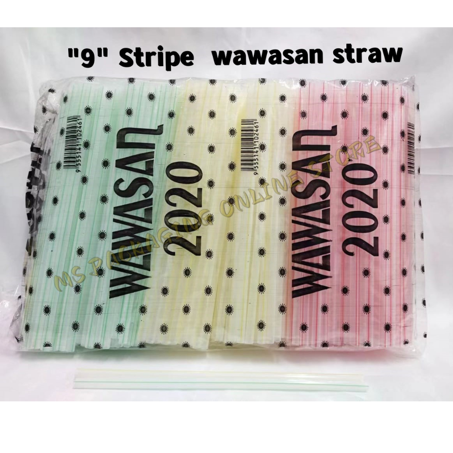 9" Drinking Straw (stripel) Wawasan 2020 Disposable Plastic Straw ...