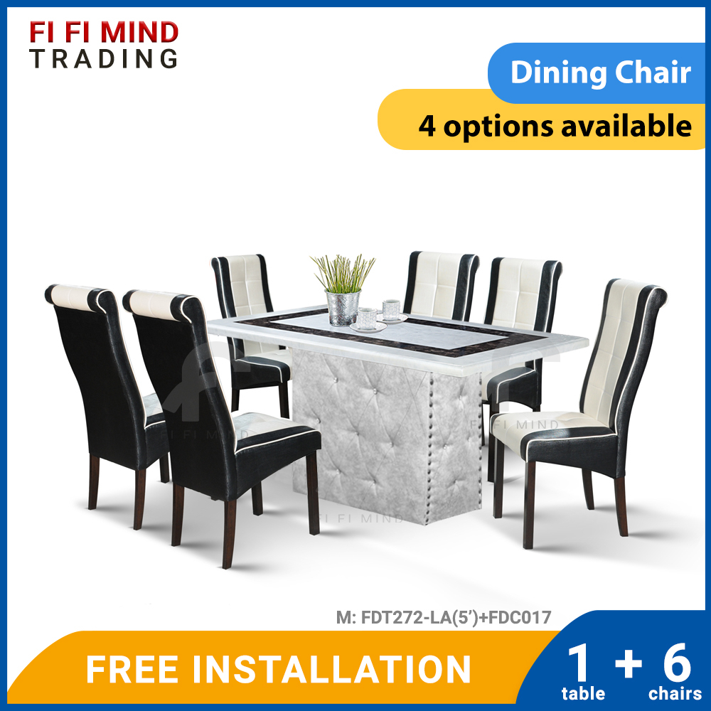 Cacilie Marble Dining Table Set/ Dining Table 6 Seater/ Meja Makan 6 ...