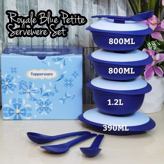 Tupperware Royale Blue Petit Serveware Set / PWP Royale Blue Sambal ...