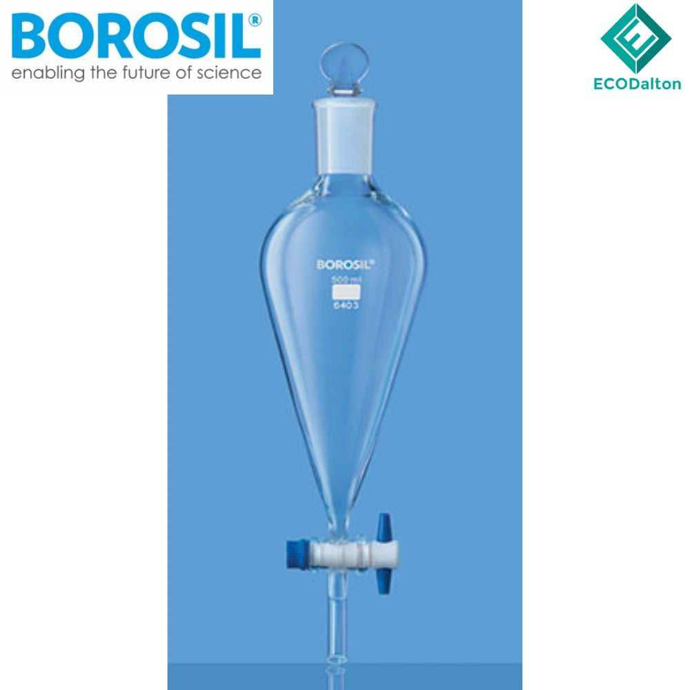 BOROSIL Separating Funnels 125 ml, Pear Shape, PTFE Key Stopcock ...