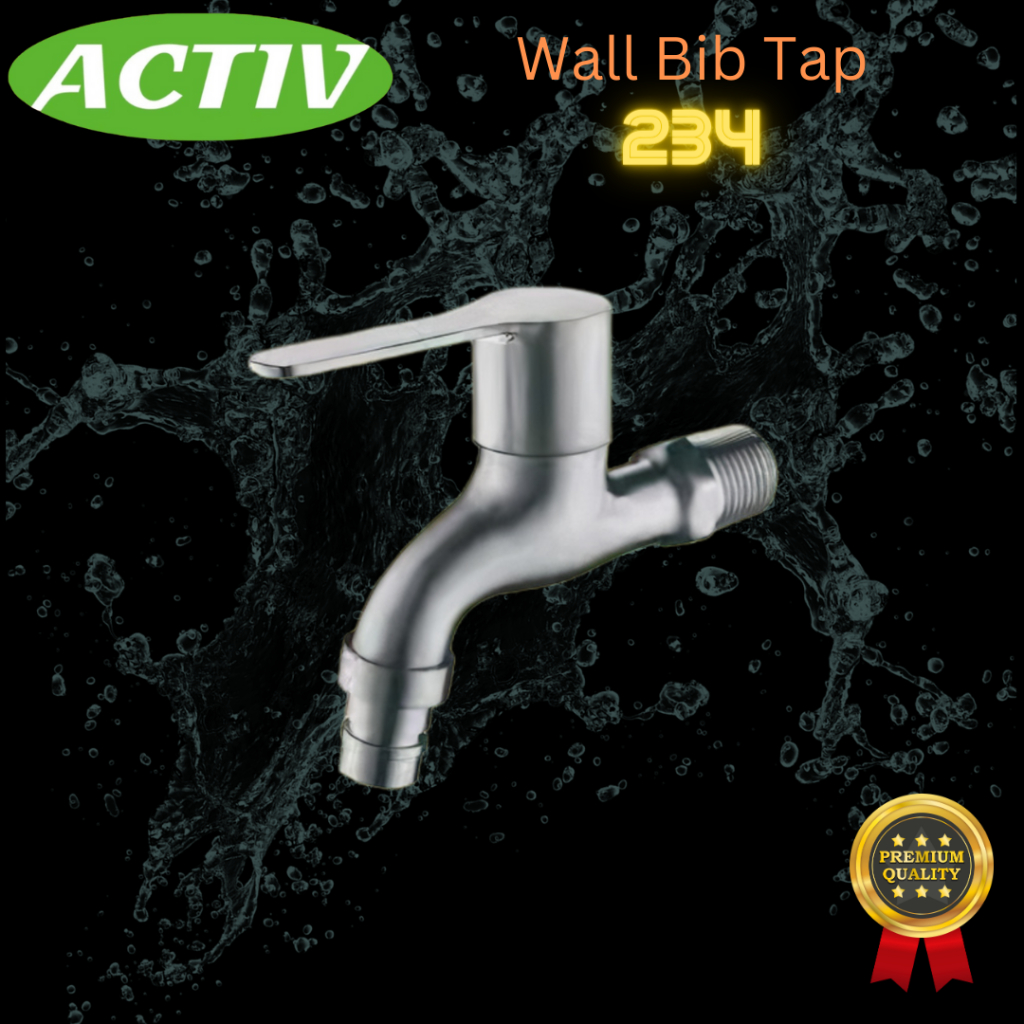 Active Stainless Steel Wall Bib Tap Water Tap Sink Tap Bathroom Toilet ...