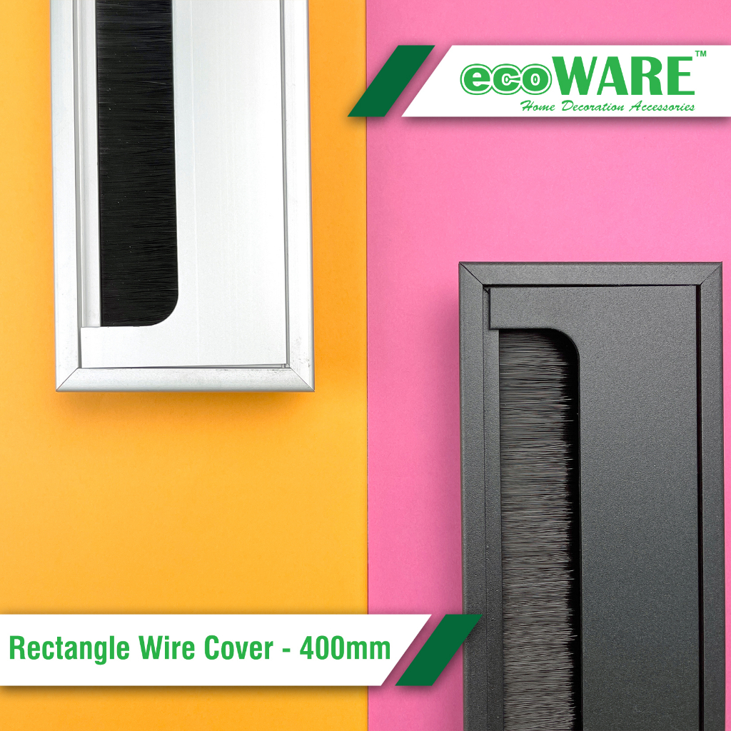ecoWARE 80x400mm Rectangle Wire Cover Aluminium Wire Organizer Black ...