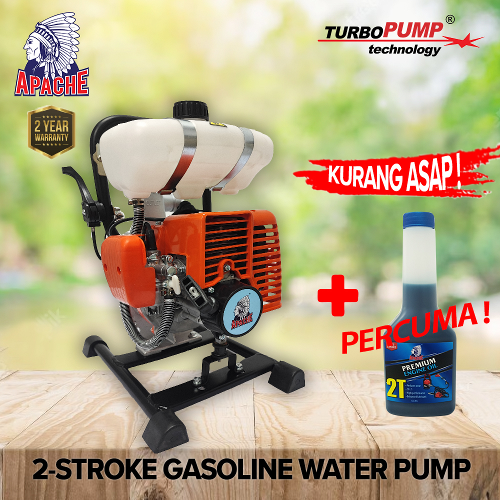 【FREE MINYAK 2T】APACHE TurboPUMP 2-Stroke Gasoline Water Pump Petrol ...