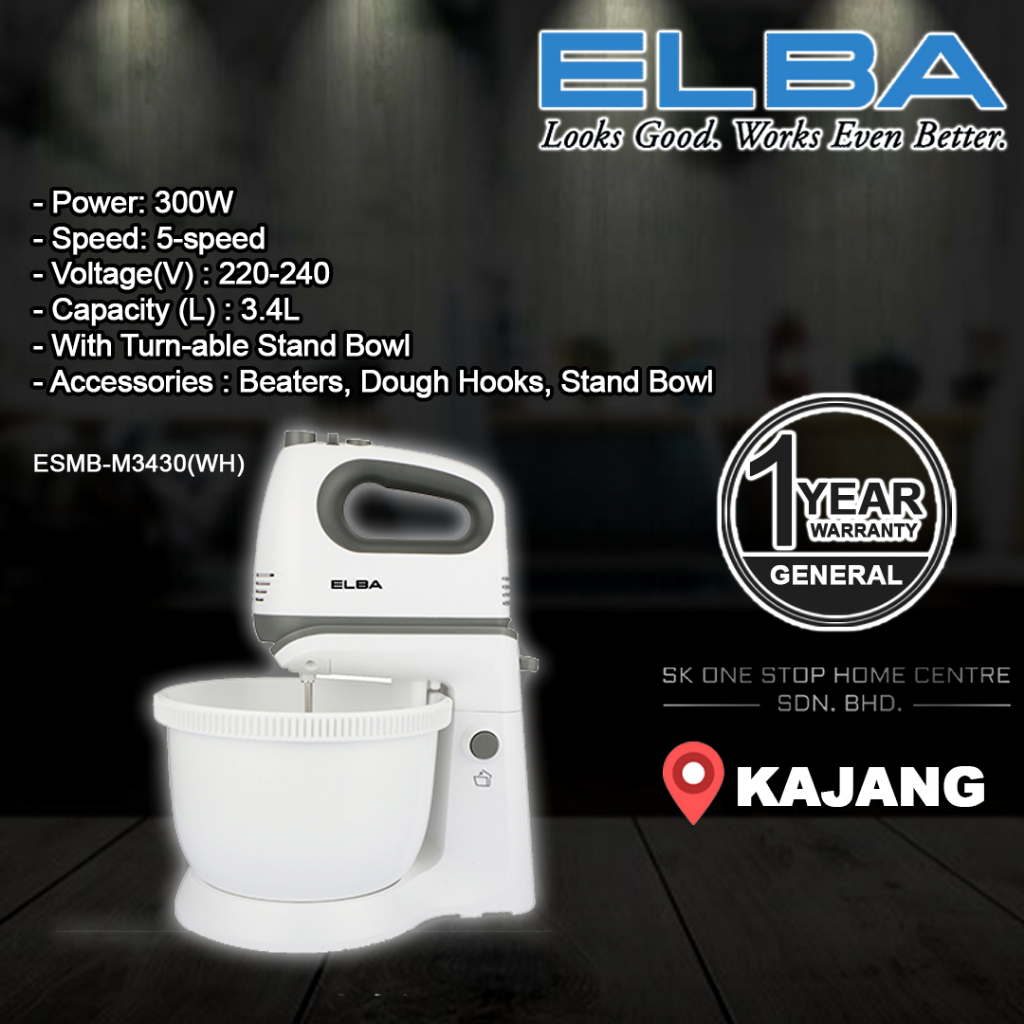 (AUTHORISED DEALER) ELBA Stand Mixer 3.4L (WHITE) ESMB-E3430(WH) / elba ...
