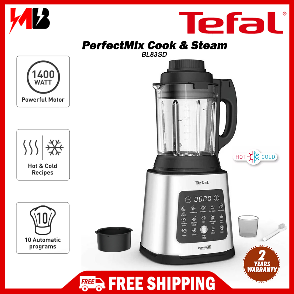[NEW] Tefal PerfectMix Cook & Steam BL83SD High Speed Smart Blender & Cooker 10 Programs Glass ...