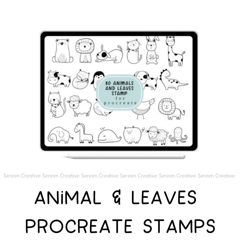 P499 Brush Stamp Procreate – Animals Cartoon & Leaves | Shopee Malaysia