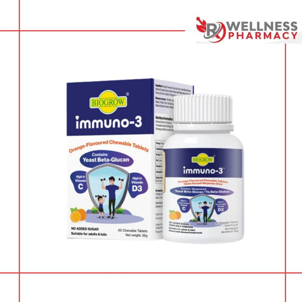 Biogrow IMMUNO-3 60's chewable tablets || FOR STRONGER & BETTER IMMUNE ...
