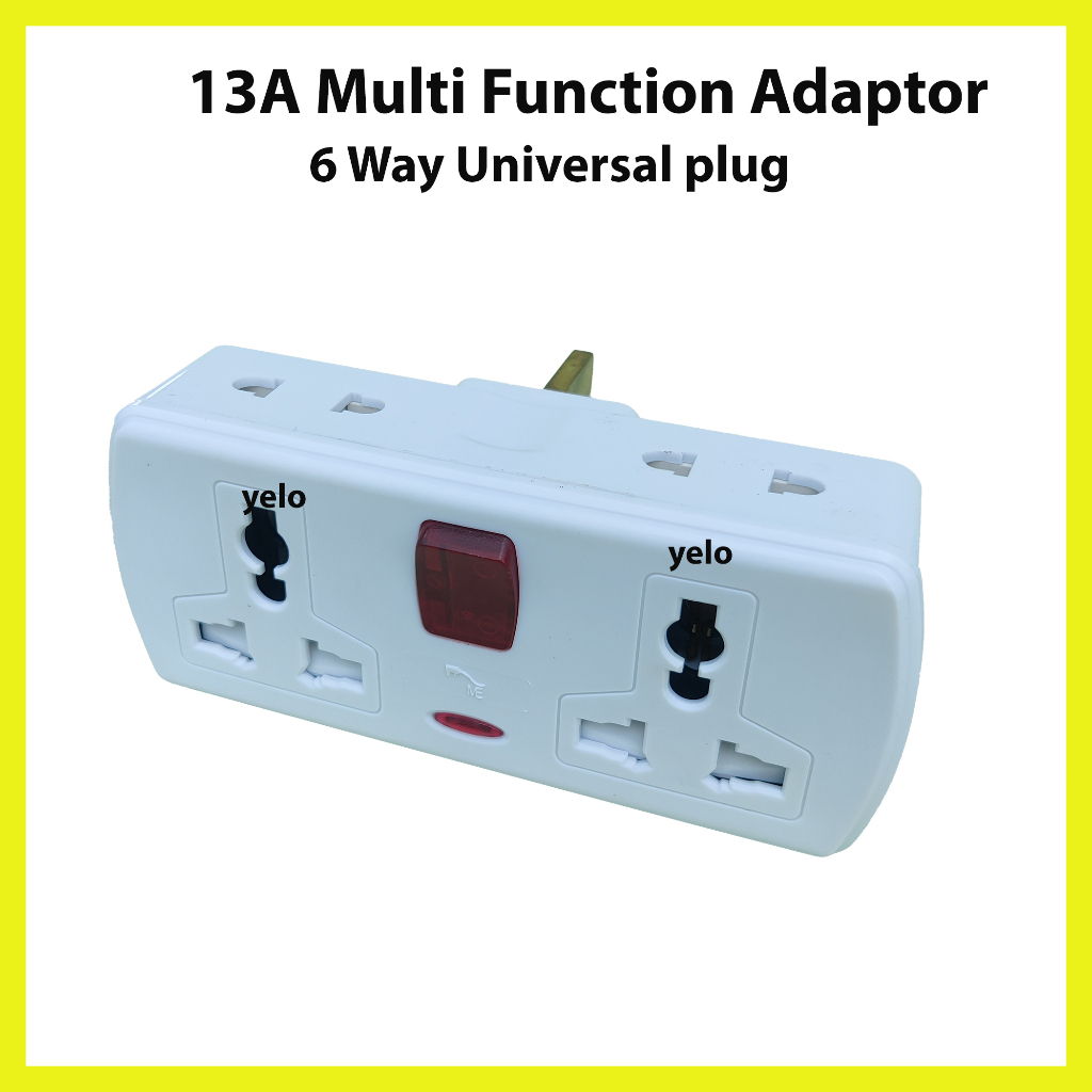 6 Way Multi T-Adaport Multi Universal Plug Switch Socket Adapter ...