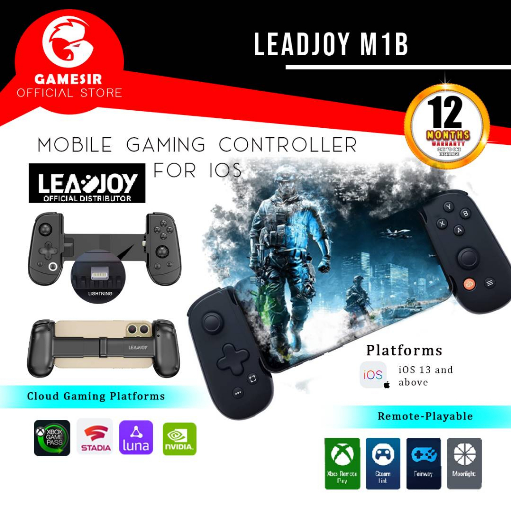 LEADJOY M1B Gamepad iOS Lightning Gaming Controller Joystick for Mobile ...
