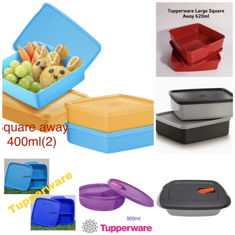 Original Tupperware microwaveable lunch box 1L/ square away 620ml(1pcs ...