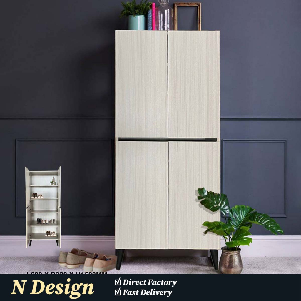 [N Design] 4 Doors Tall Shoe Cabinet Diy / Shoe Rack / Rak Kasut Murah ...