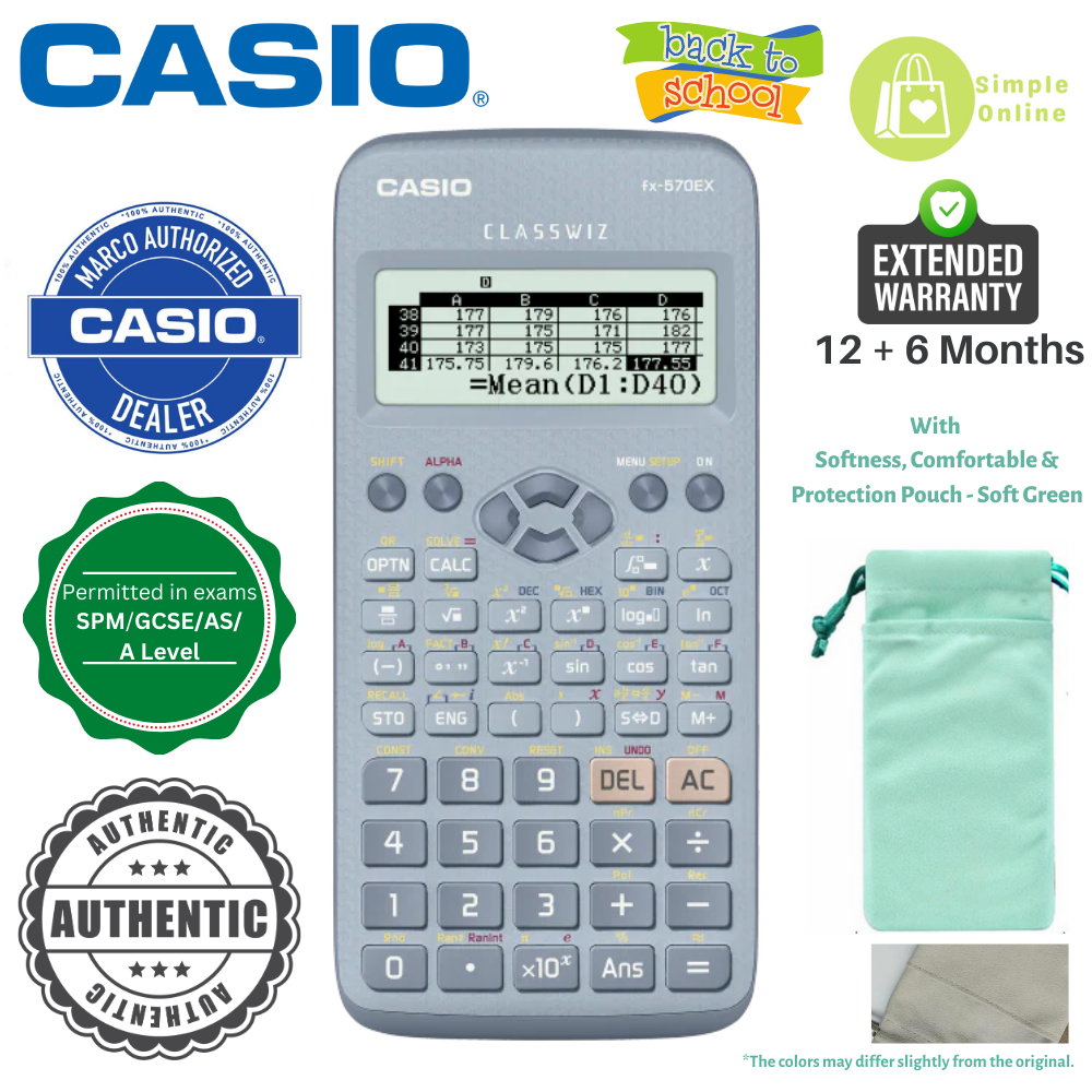Genuine Casio FX-570EX-BU Blue ClassWiz Series Scientific Calculator ...